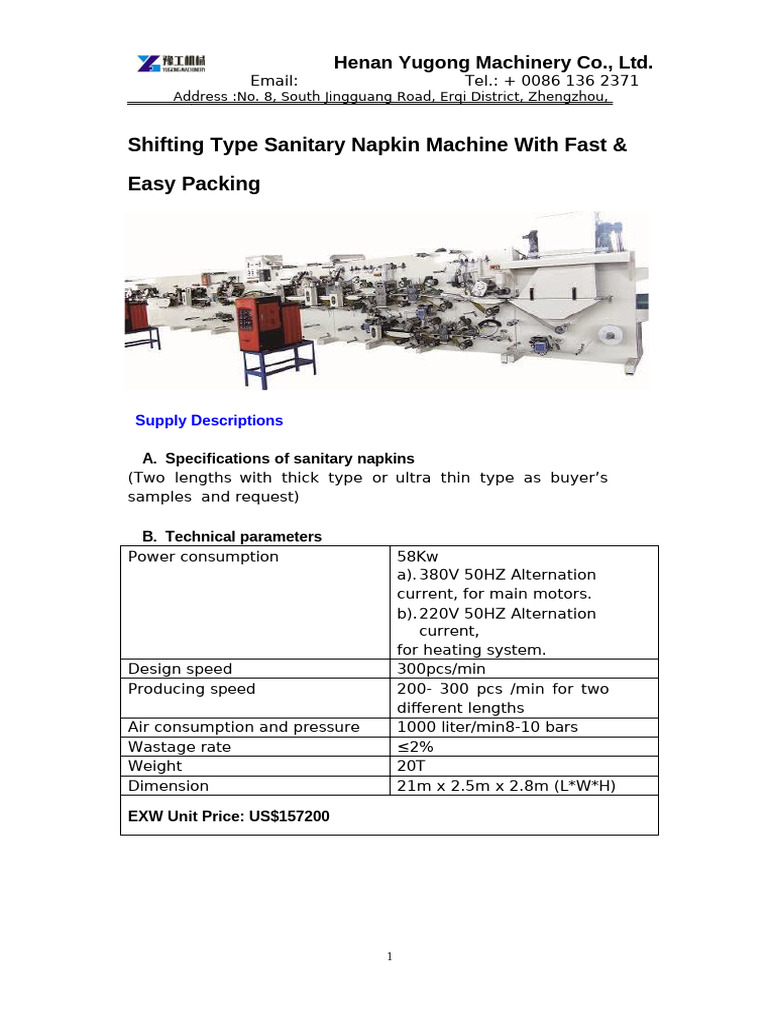 WSJ-SN200 Sanitary Napkin Machine | PDF | Procurement | Adhesive