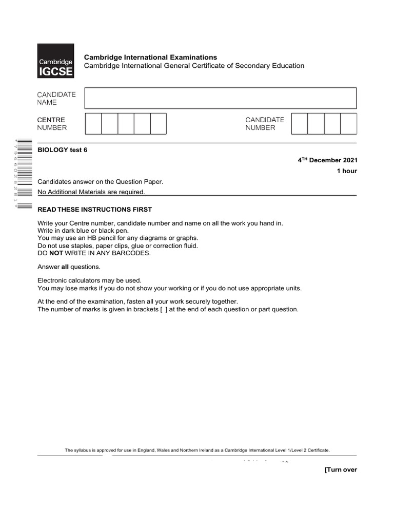 Grade 9 Bio Test 6 EDITED | PDF
