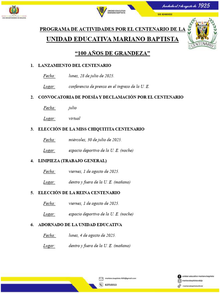 Programa Aniversario Oficial | PDF