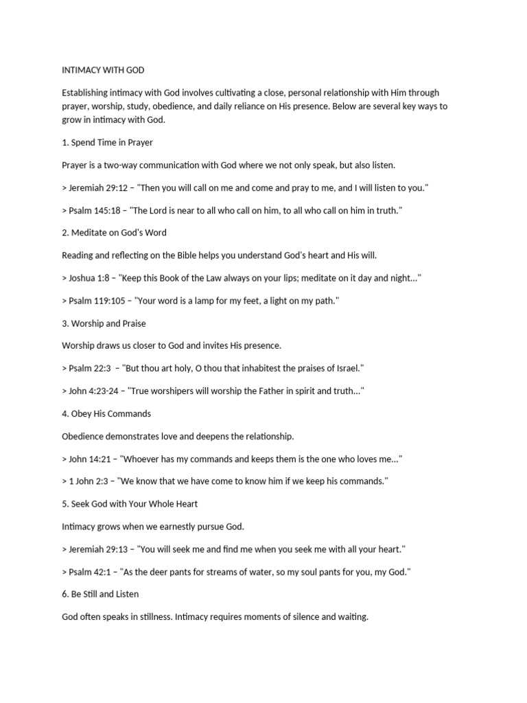 Intimacy With God | PDF | God | Prayer