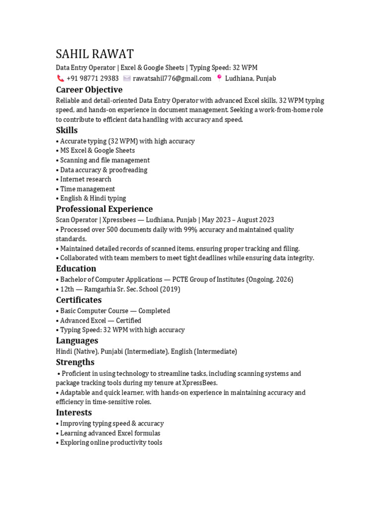 Sahil Resume | PDF