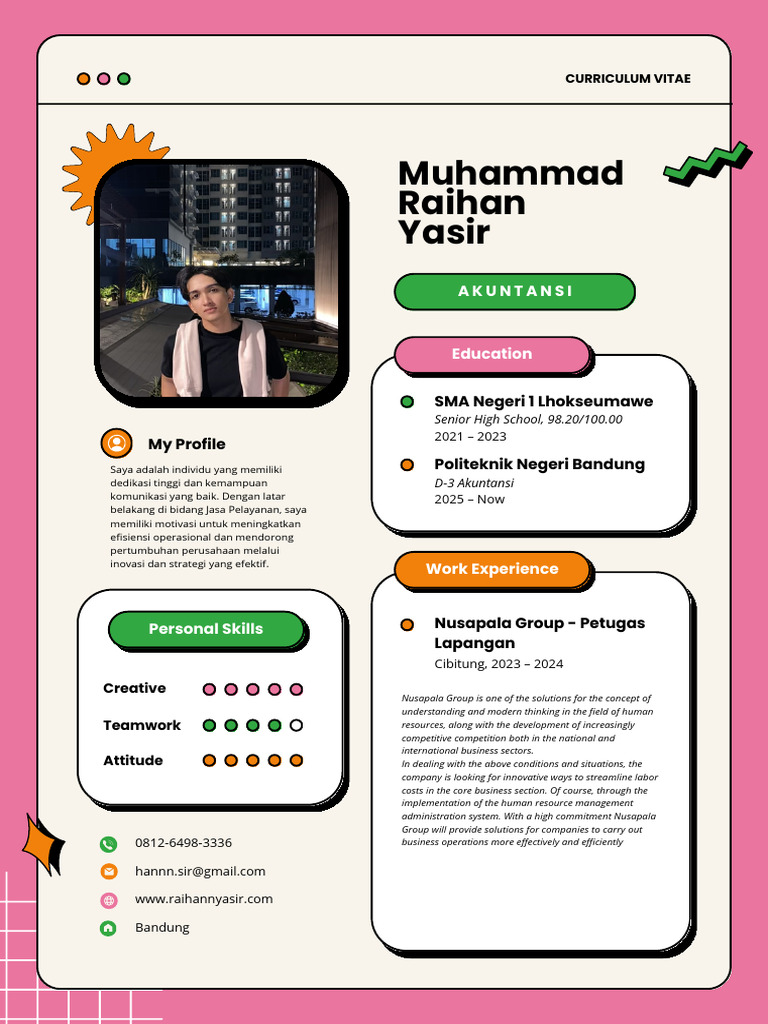 CV Kreatif PKKMB - Muhammad Raihan Yasir | PDF