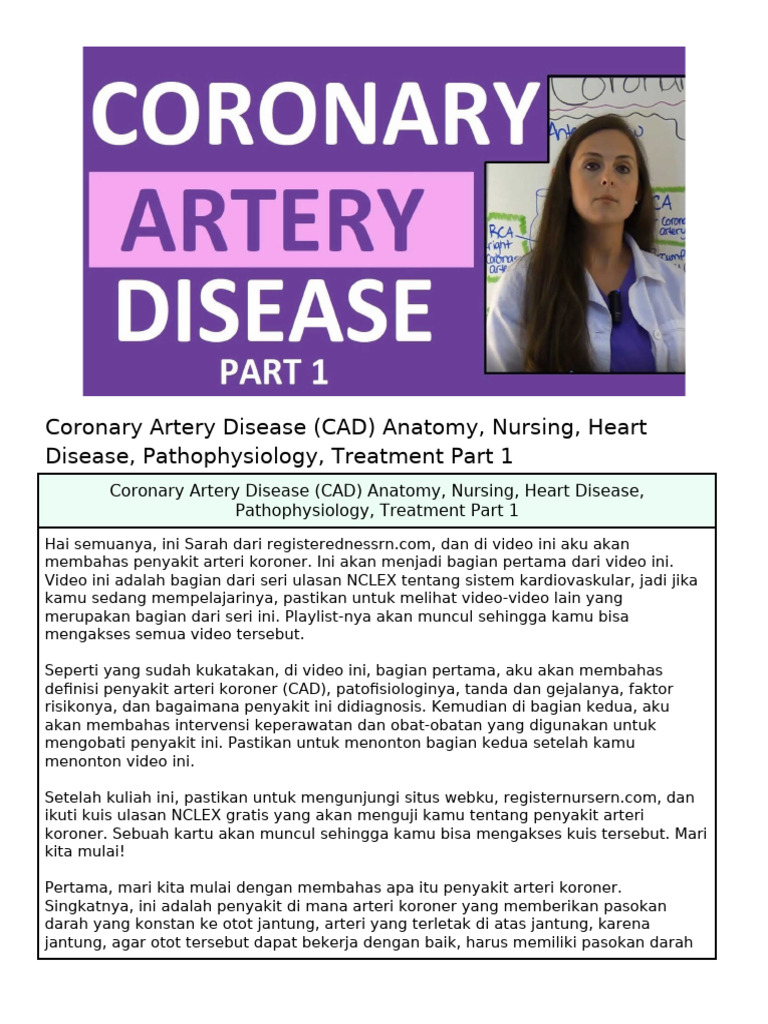 Coronary Artery Disease (CAD) Anatomy, Nursing, Heart Disease ...