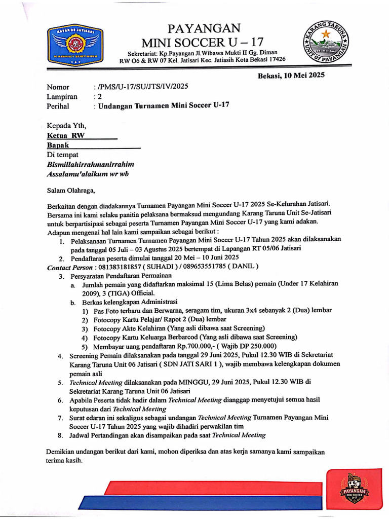 Undangan Turnamen Mini Socer U-17 | PDF