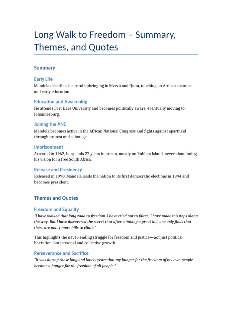 Quotes from Mandela's Long Walk to Freedom | PDF