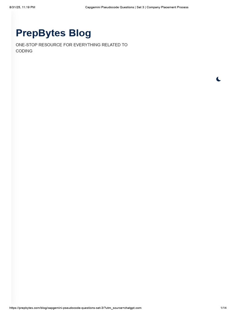 Capgemini Pseudocode Questions _ Set 3 _ Company Placement Process | PDF | Software Development ...