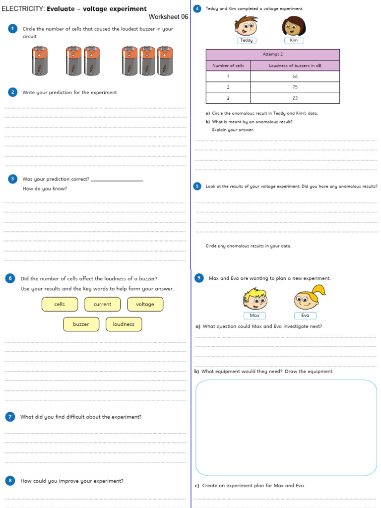 Y6 Autumn Block 2 WS6 Evaluate - Voltage Experiment | PDF | Computer ...