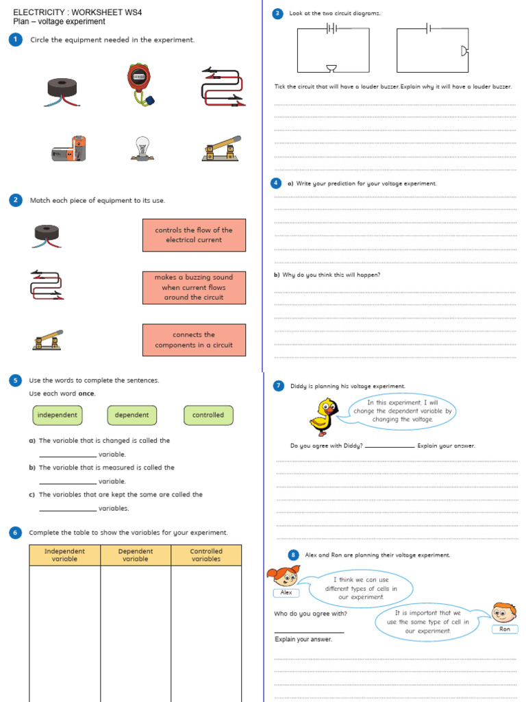 Y6 Autumn Block 2 WS4 Plan - Voltage Experiment | PDF | Voltage ...