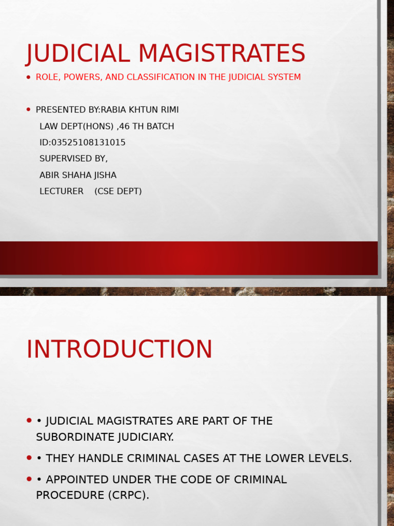 Judicial Magistrates Presentation | PDF