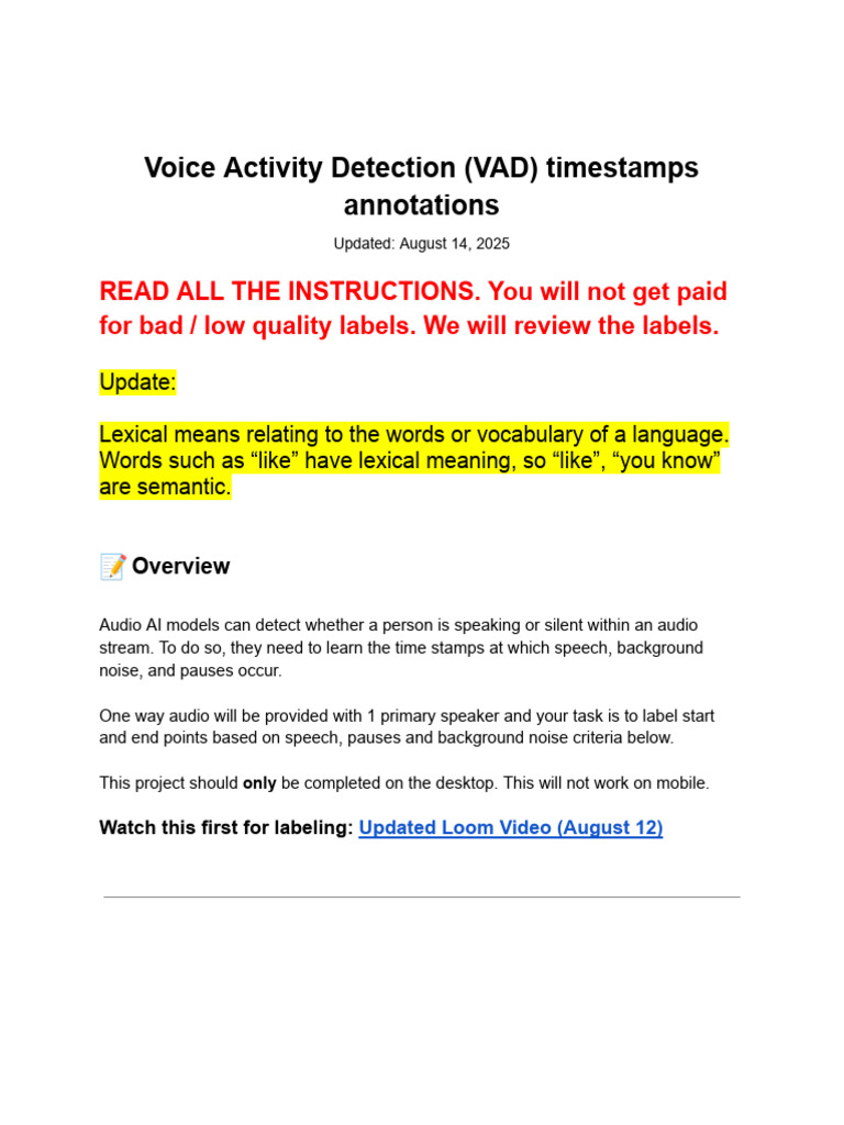 Voice Activity Detection Labeling Guide | PDF | Linguistics | Human ...