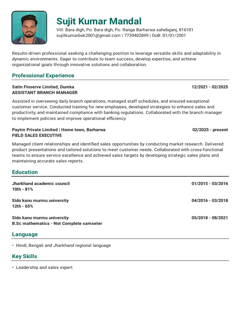 Sujit Kumar Mandal - CV | PDF