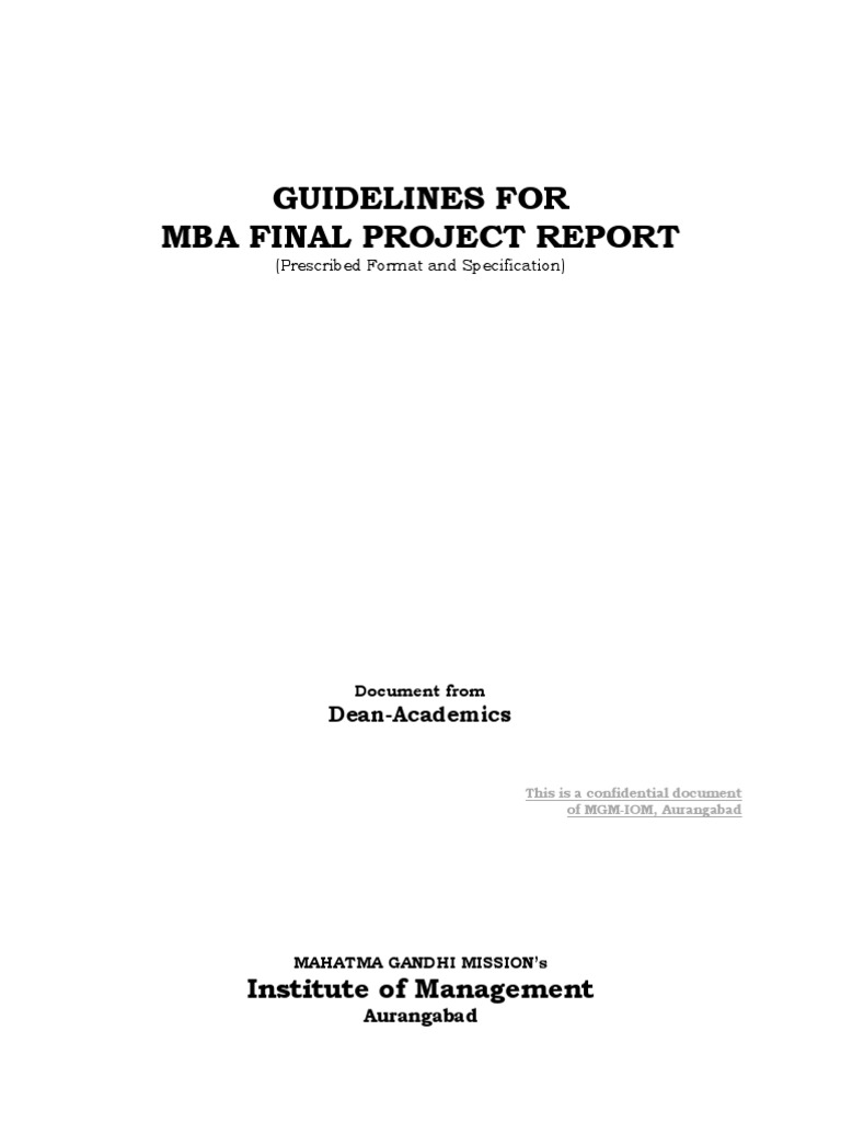 Guidelines For Mba Final Project Report: Institute of Management | PDF ...