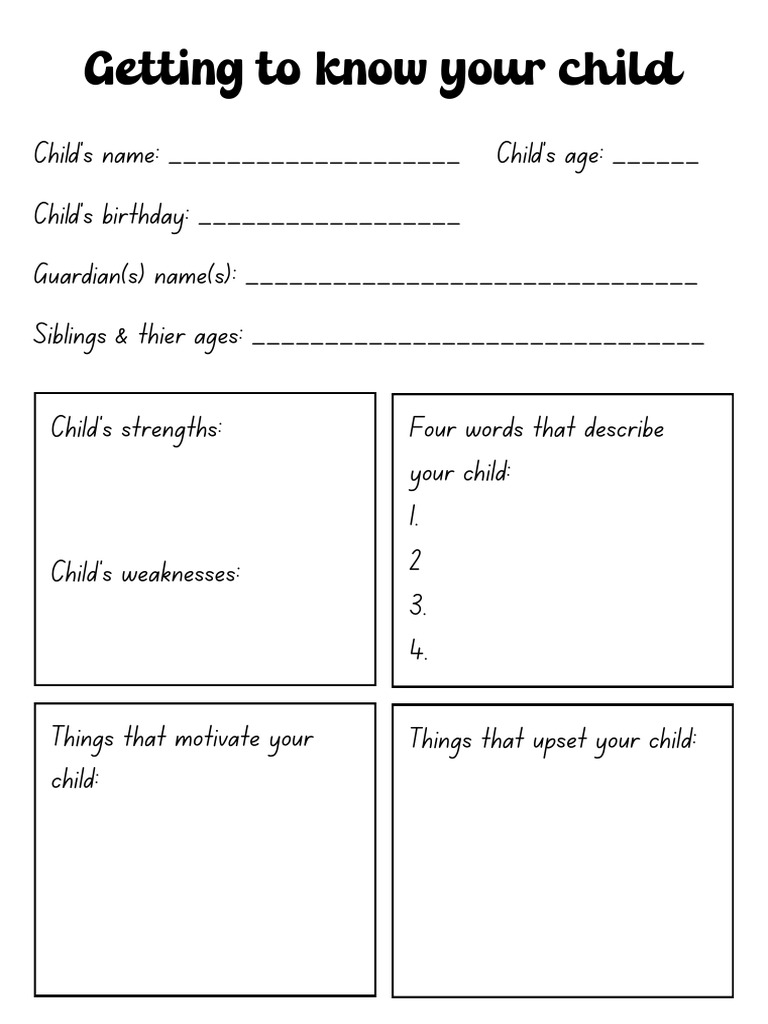 Getting To Know Your Child | PDF
