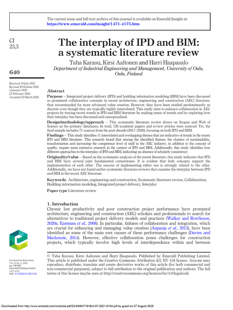 Interplay of IPD and BIM in AEC | PDF | Building Information Modeling ...
