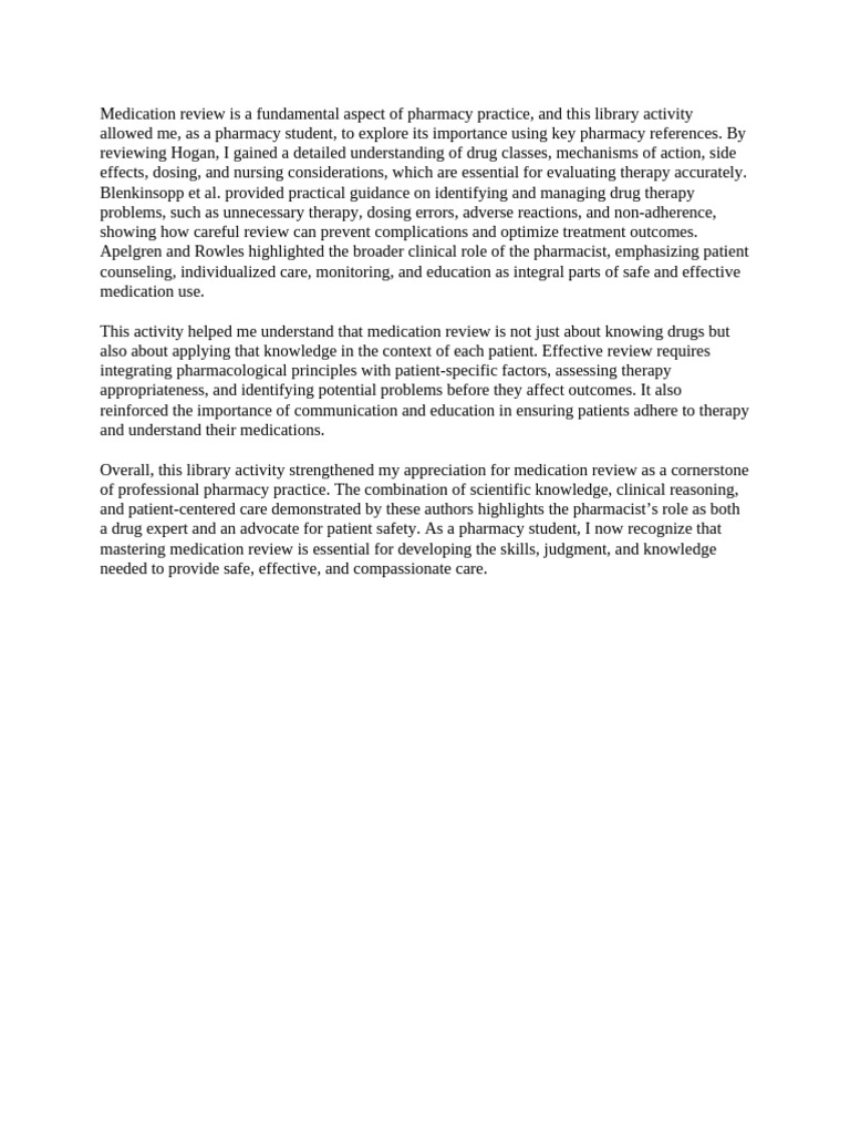Medication Review Is A Fundamental Aspect of Pharmacy Practice | PDF