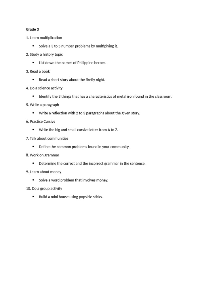 Grade 3 Learning Activities Guide | PDF