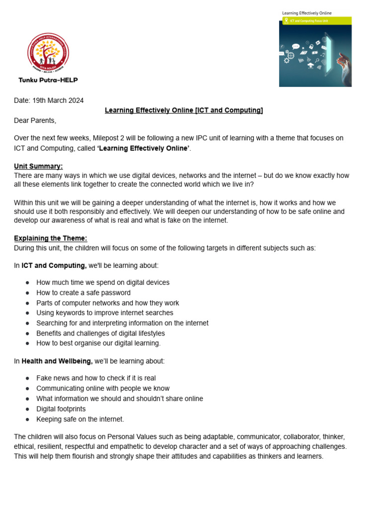 Learning Effectively Online: IPC Unit | PDF | Learning | Cognition