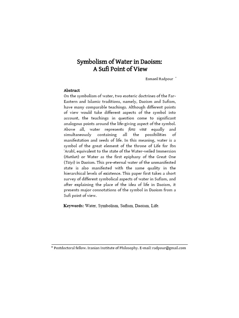 Sufi Insights on Water Symbolism in Daoism | PDF | Tao Te Ching | Tao