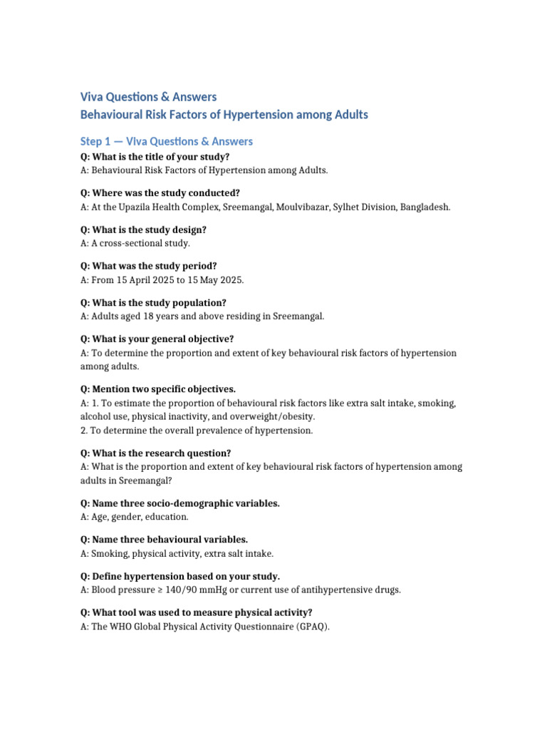 Viva QA and Data Analysis Hypertension | PDF | Hypertension | Overweight