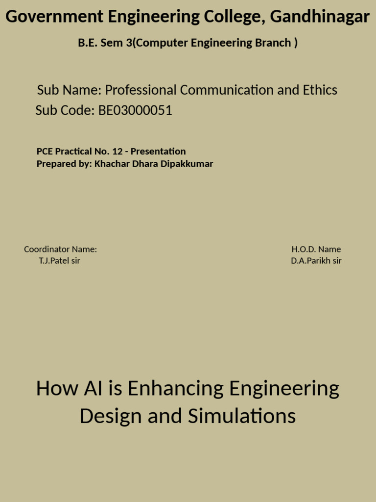 AI in Engineering Presentation-1 | PDF