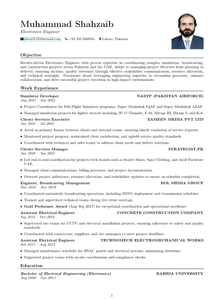 Electronics Engineer with Project Management Expertise | PDF