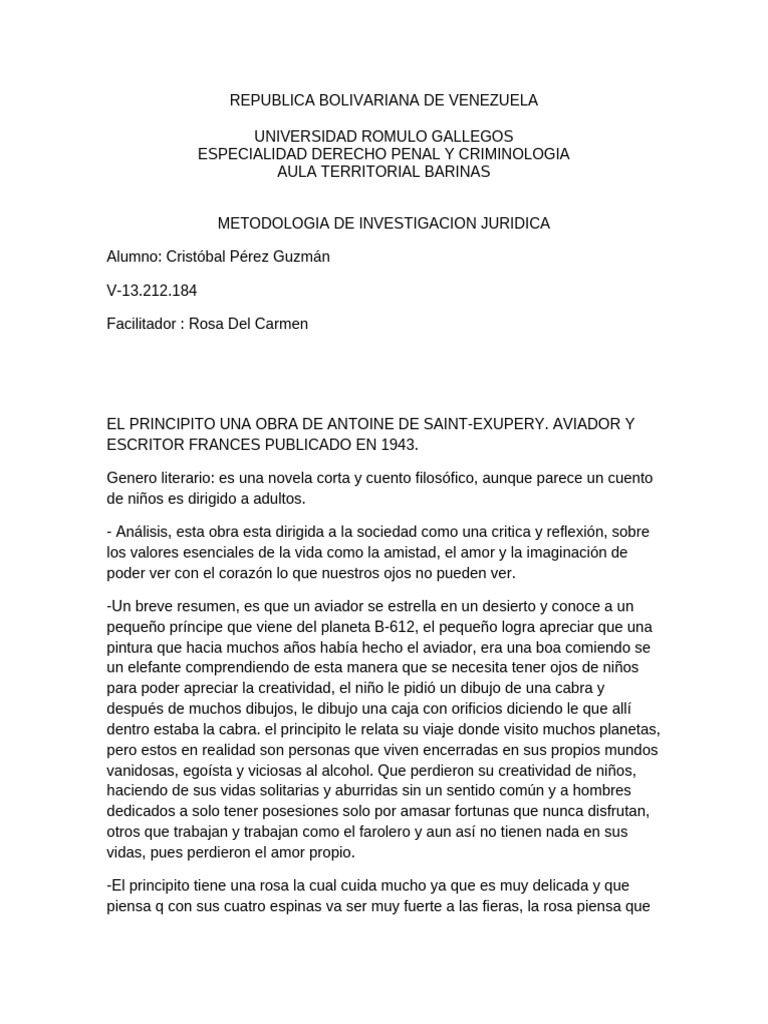 Análisis de "El Principito" y sus símbolos | PDF | El Principito