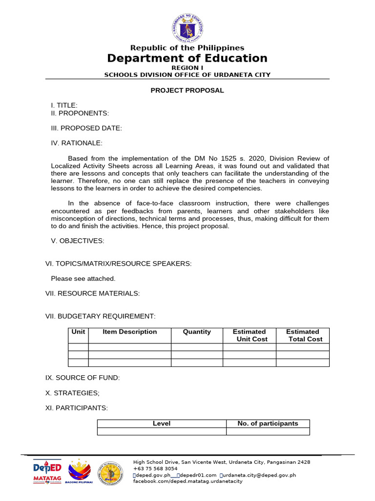 Urdaneta City Education Project Proposal | PDF | Pedagogy | Teaching