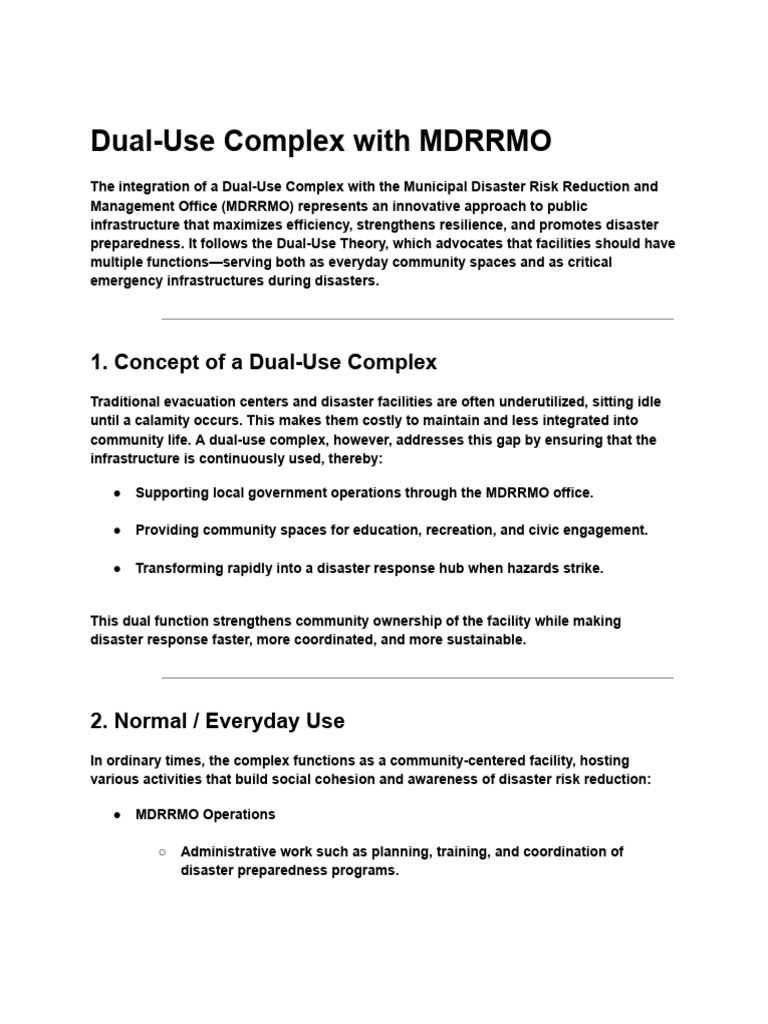 Dual-Use Complex for Disaster Management | PDF | Disaster Risk ...