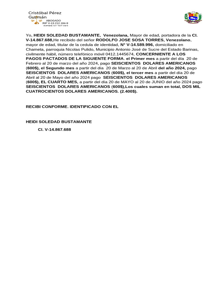 Aaa - Recibo de Pago Rodolfo | PDF