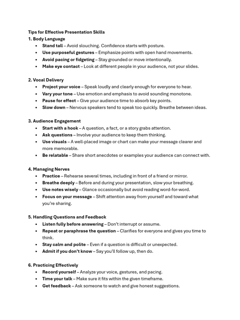Tips For Effective Presentation Skills | PDF
