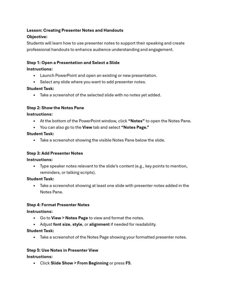 Creating Presenter Notes and Handouts | PDF | Page Layout | System Software