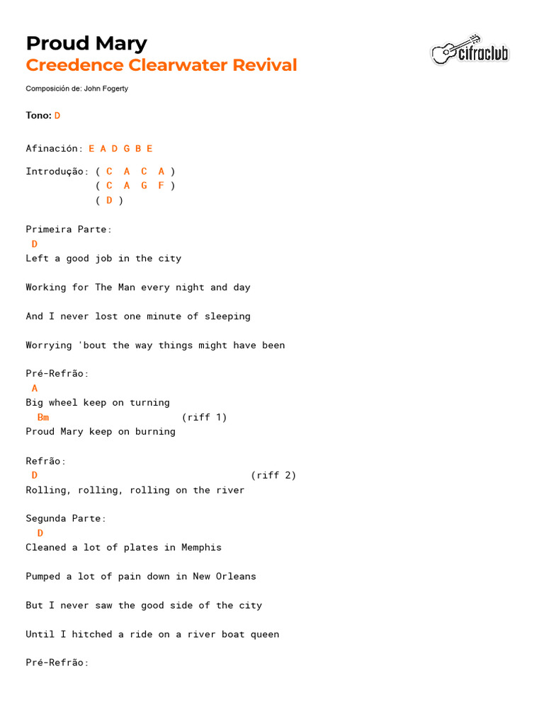 Creedence Clearwater Revival - Proud Mary | PDF