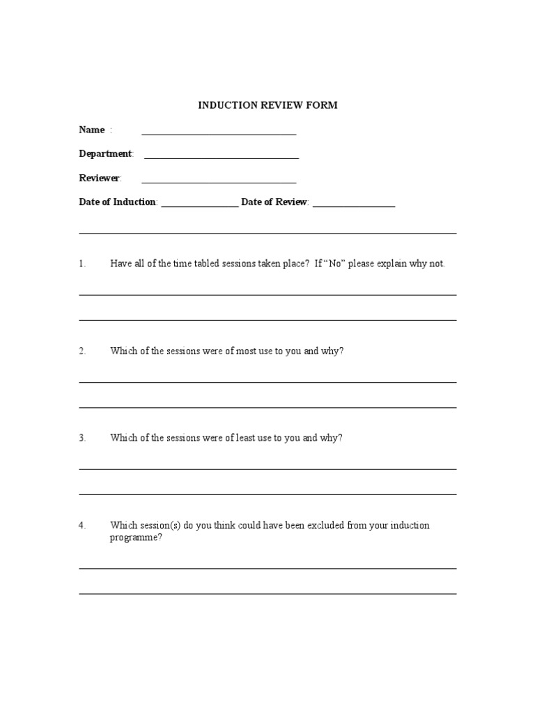 Induction Feedback Form | PDF | Business
