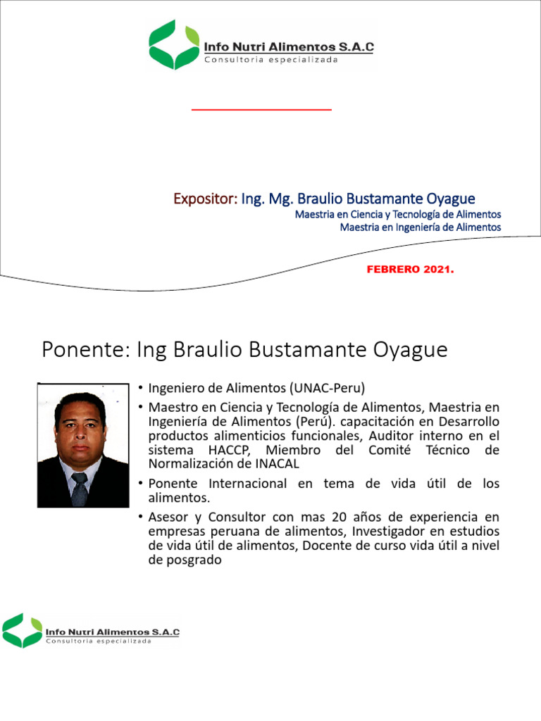 Curso Taller Diseño de Vida Util de Alimentos Mediante Pruebas Aceleradas | PDF | Alimentos ...
