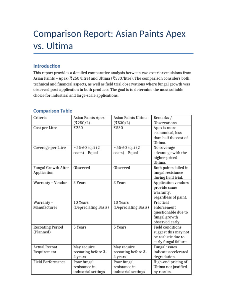 Apex vs Ultima: Cost and Performance Analysis | PDF