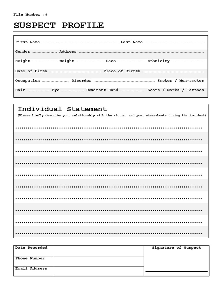 Suspect Profile Template | PDF