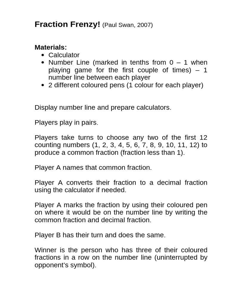 Fraction Frenzy | PDF
