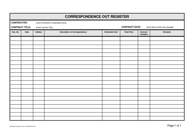 Contractor Correspondence Log | PDF