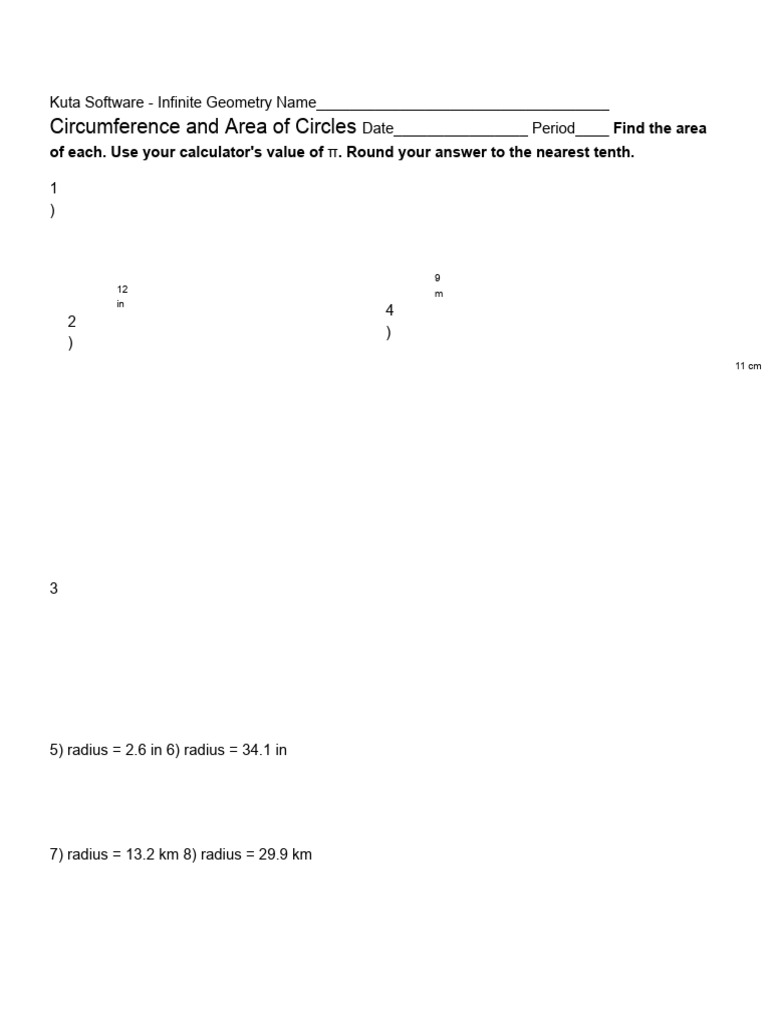 11-Circumference and Area of Circles | PDF | Area | Circle