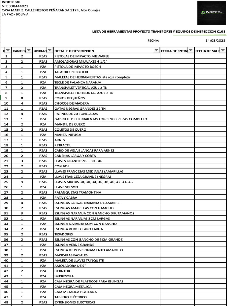 Listado de Herramientas K108 | PDF