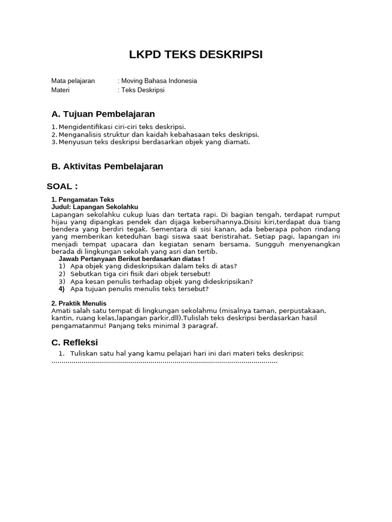 LKPD Teks Deskripsi | PDF
