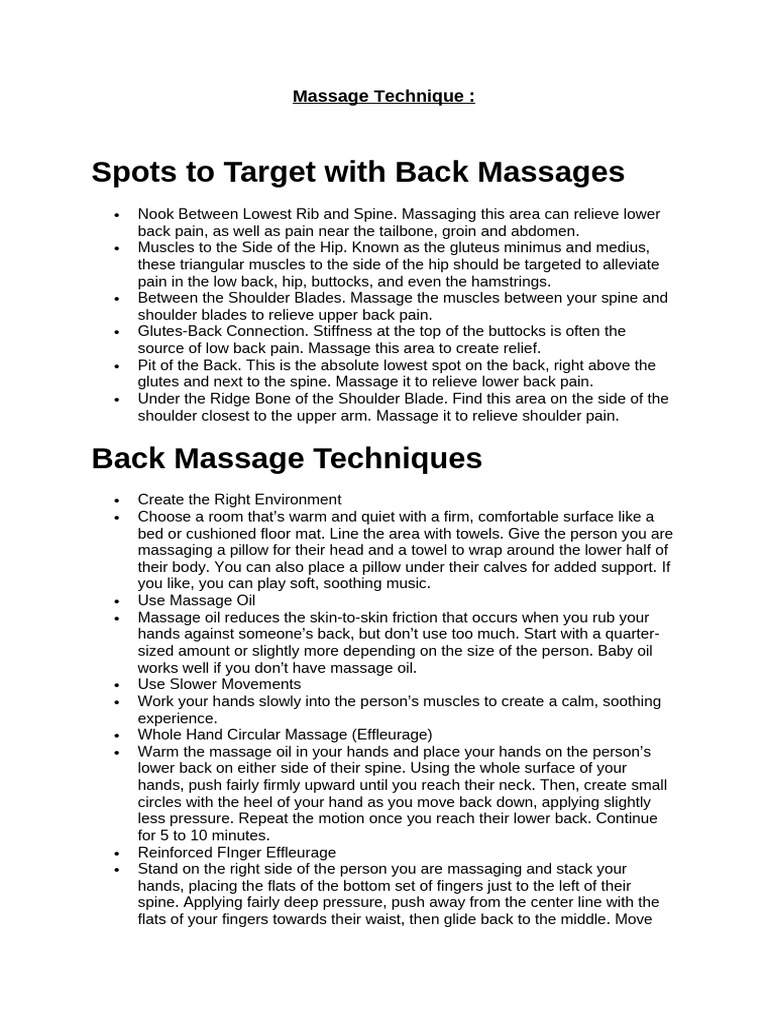 Essential Back Massage Techniques | PDF | Hand | Massage