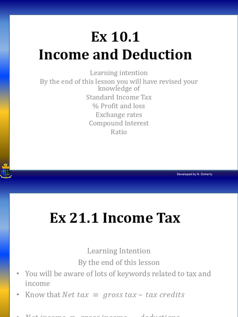 Ex 10.1 Income and Deductions | PDF | Taxes | Interest