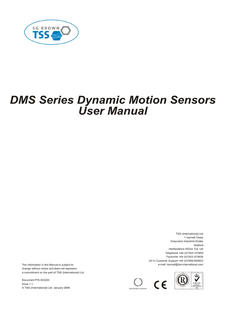 402225 DMS 3-Xx Series Manual Iss 1.1 Jan 06 | PDF | Screw | Accelerometer