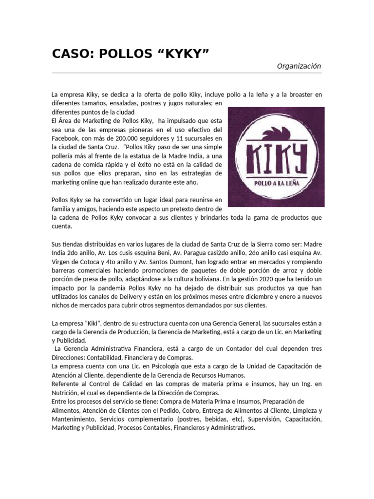 4-3 Caso de Estudio Organización Pollos Kiki ADMINISTRACION - Copia ...