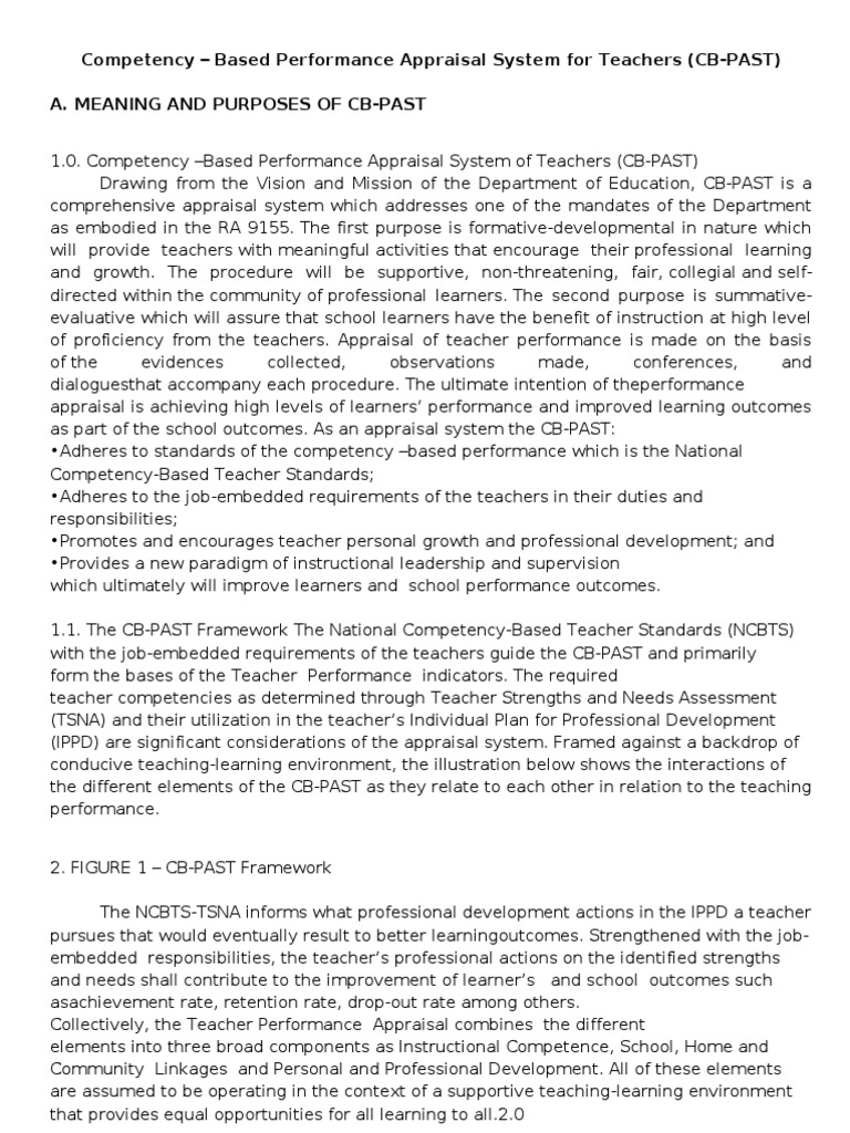 CB Past Manual | PDF | Performance Appraisal | Teachers