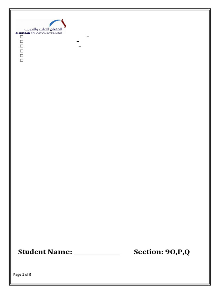 Grade 9 Math Final Revision Worksheet | PDF