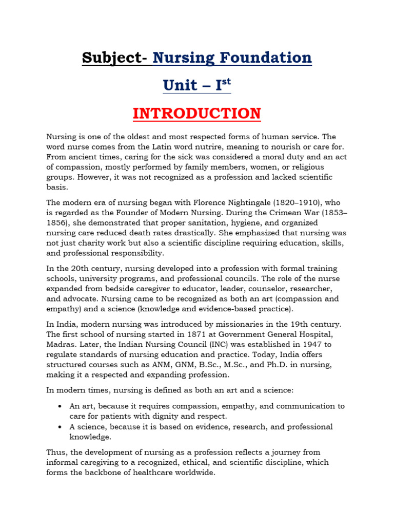 Foundations of Modern Nursing | PDF | Nursing | Health Care