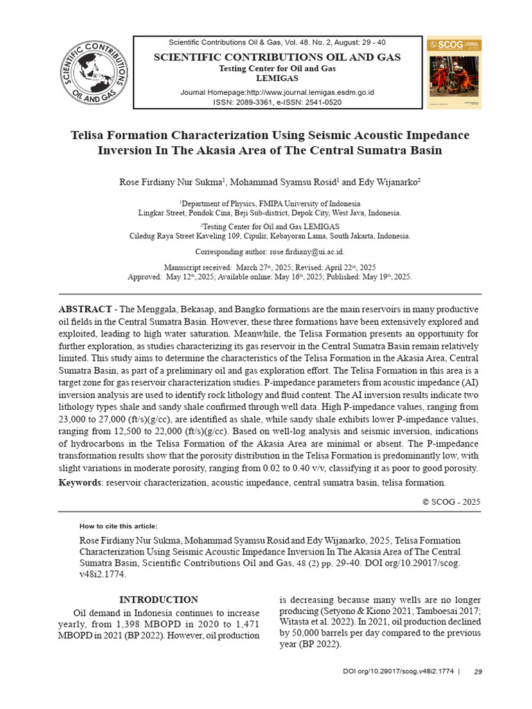 Telisa Formation Gas Reservoir Study | PDF | Petroleum Reservoir | Atoms