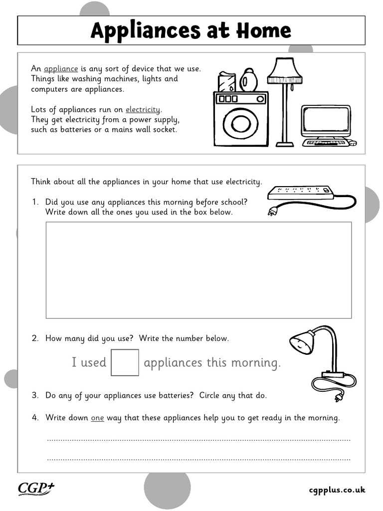 Appliances at Home (Year 4) Black | PDF